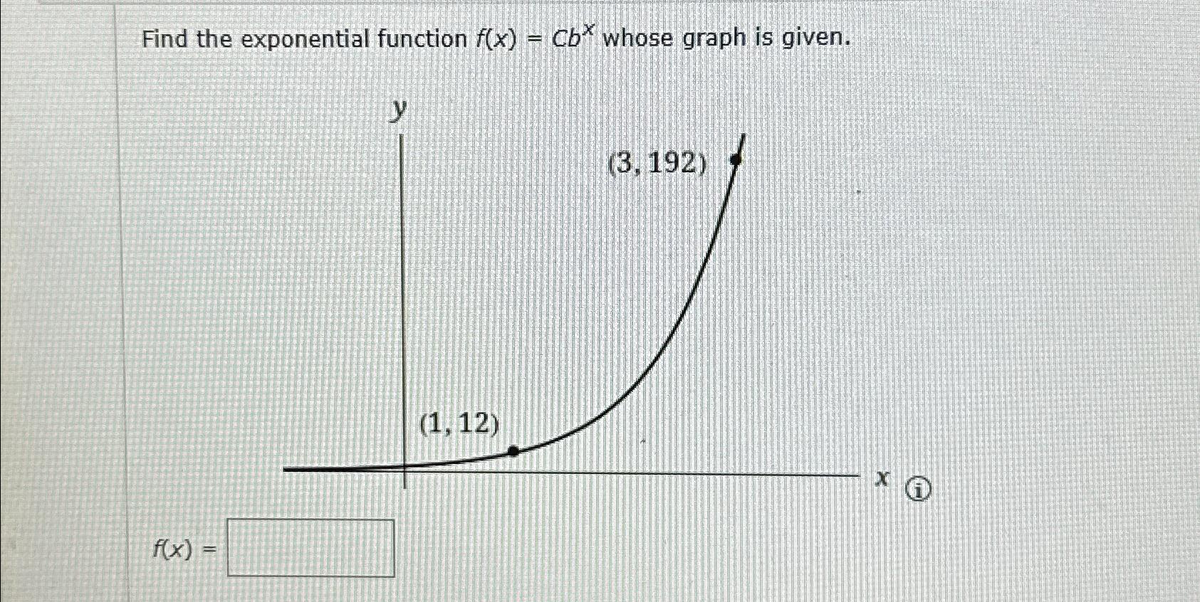 Solved Find The Exponential Function F X Cbx ﻿whose Graph
