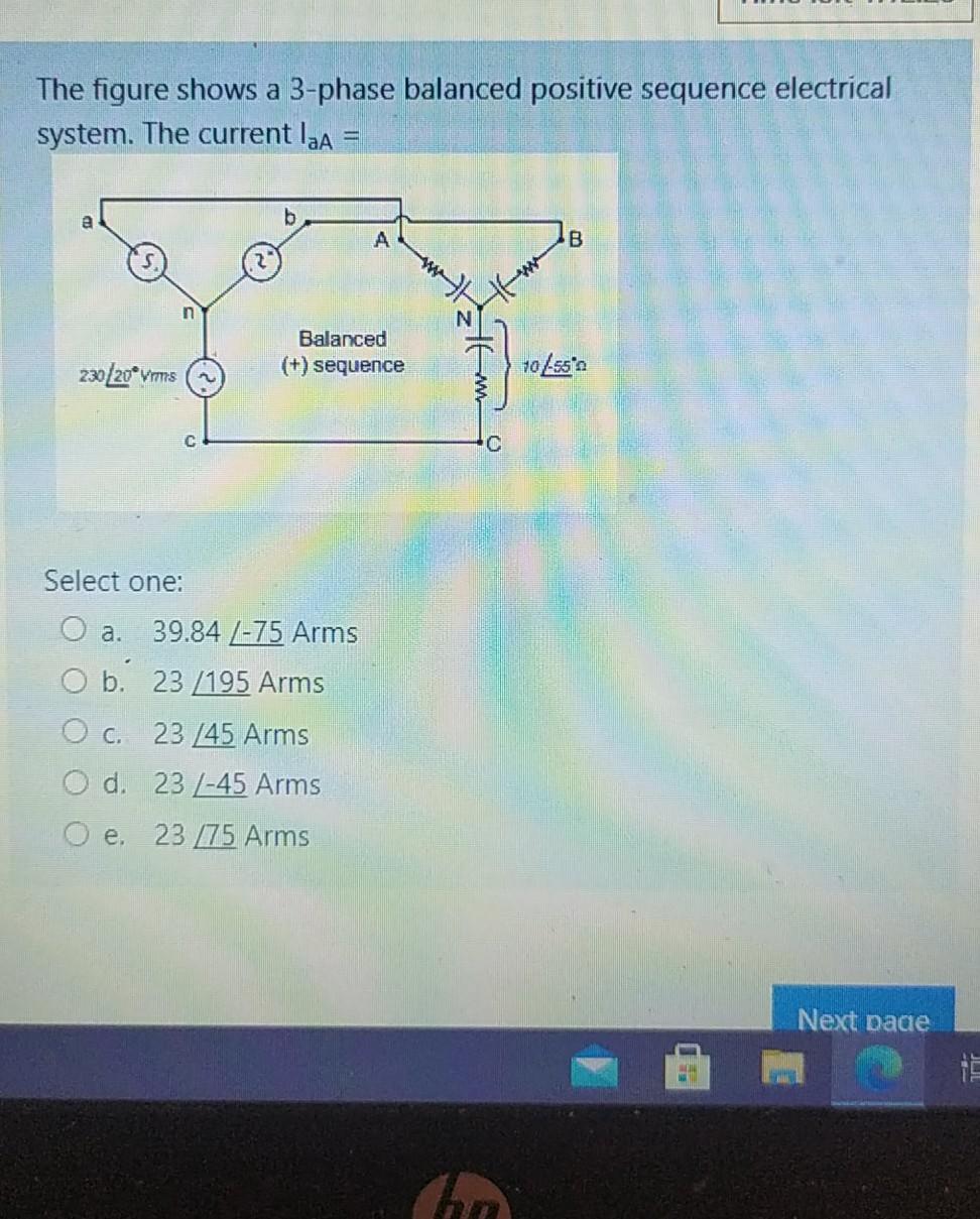 Solved The figure shows a 3-phase balanced positive sequence | Chegg.com