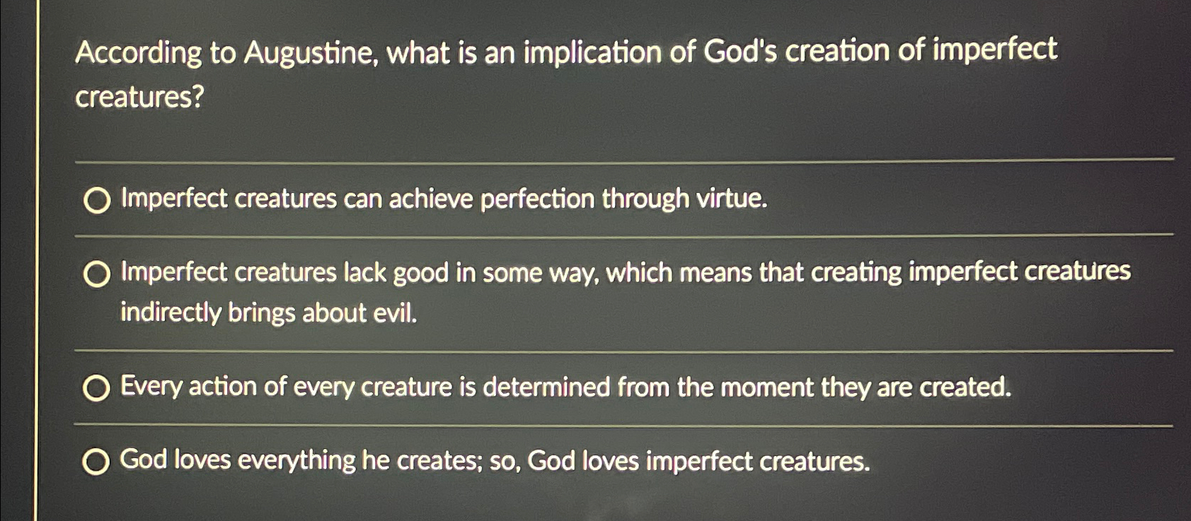 Solved According to Augustine, what is an implication of | Chegg.com