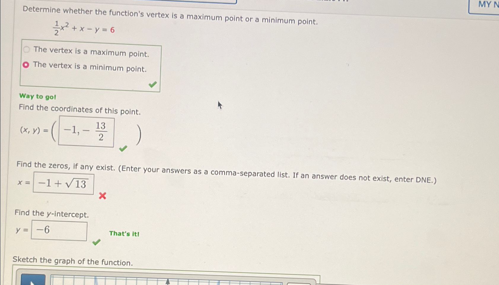 Solved Determine whether the function's vertex is a maximum | Chegg.com