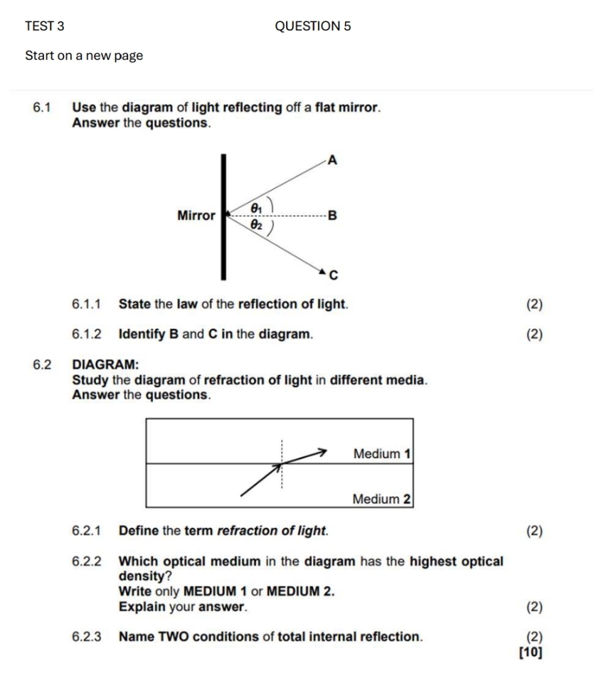 Solved Start on a new page6.1 ﻿Use the diagram of light | Chegg.com