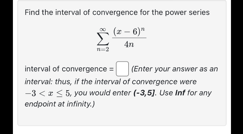 Solved Find the interval of convergence for the power | Chegg.com