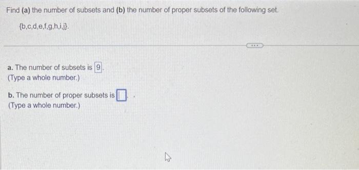 Solved Find (a) the number of subsets and (b) the number of | Chegg.com