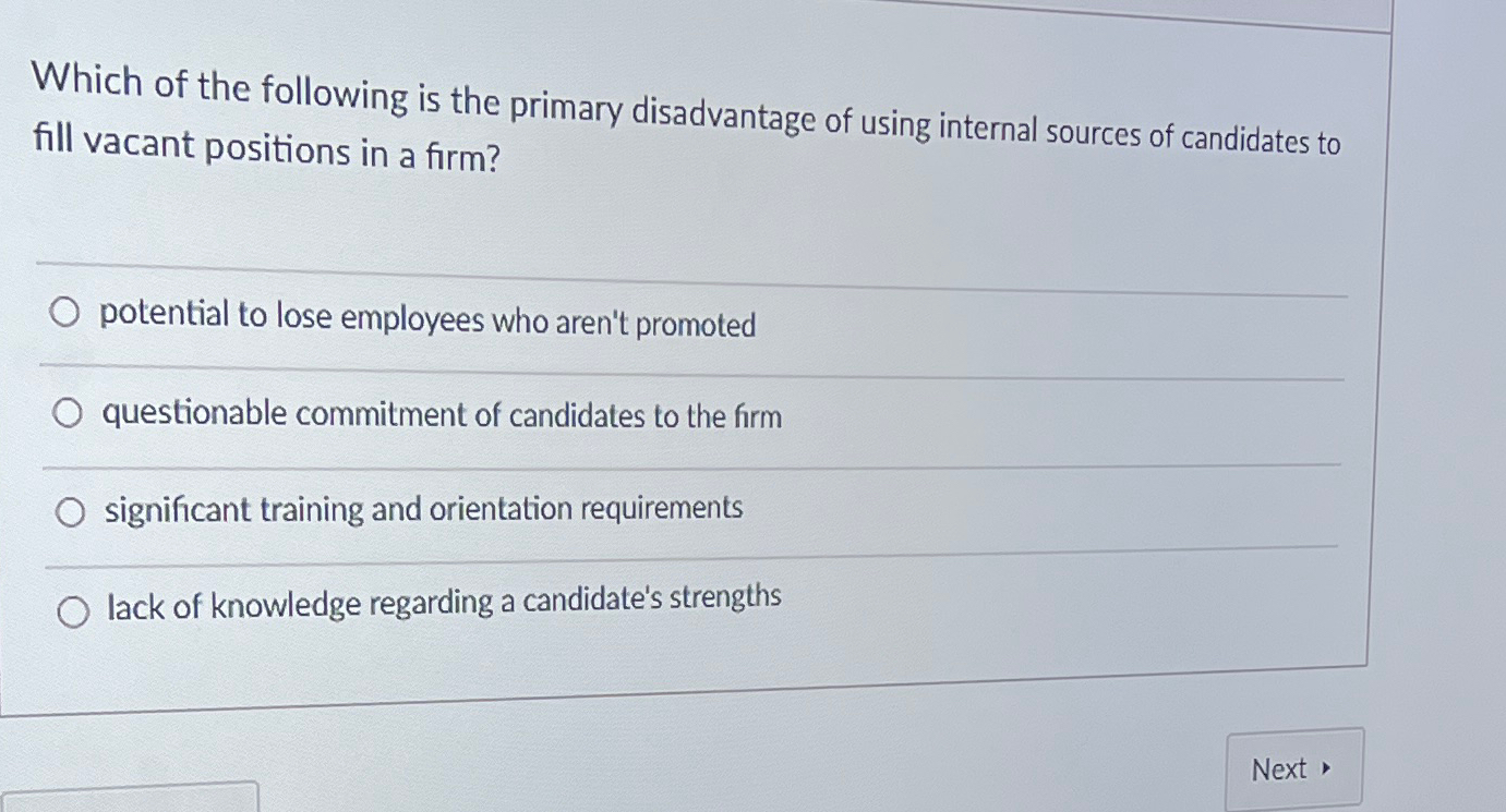 Solved Which of the following is the primary disadvantage of | Chegg.com