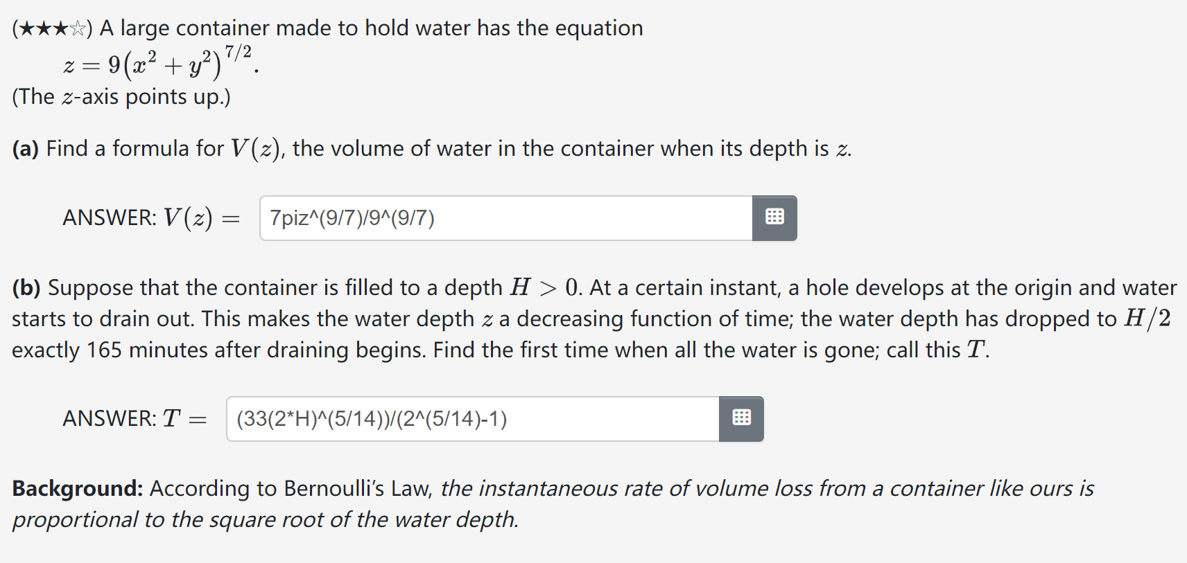 Solved (*********ϖ) ﻿A large container made to hold water | Chegg.com