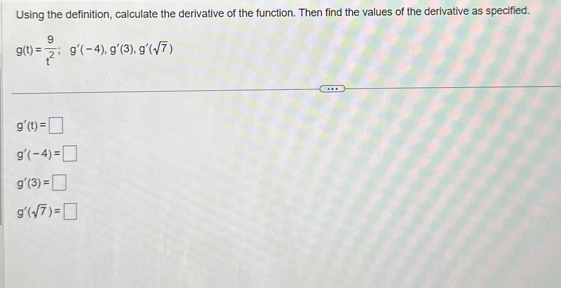 Solved Using the definition, calculate the derivative of the | Chegg.com