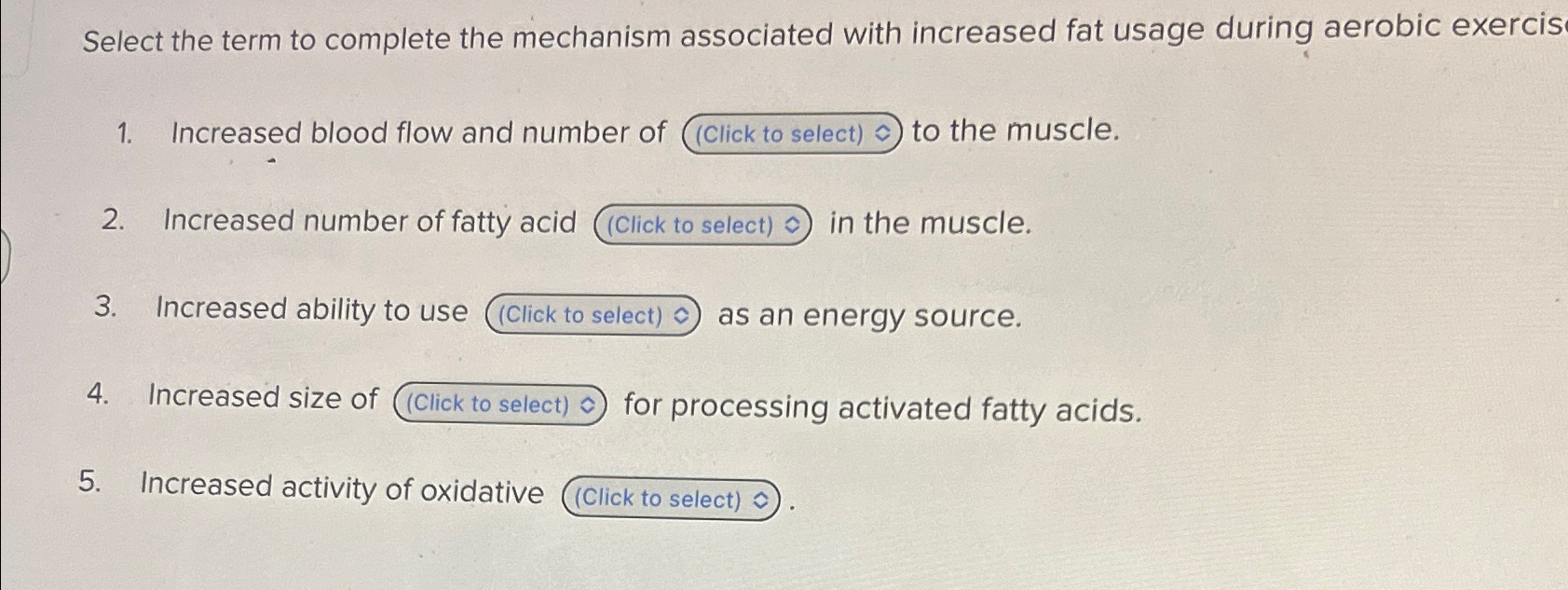 Solved Select the term to complete the mechanism associated | Chegg.com