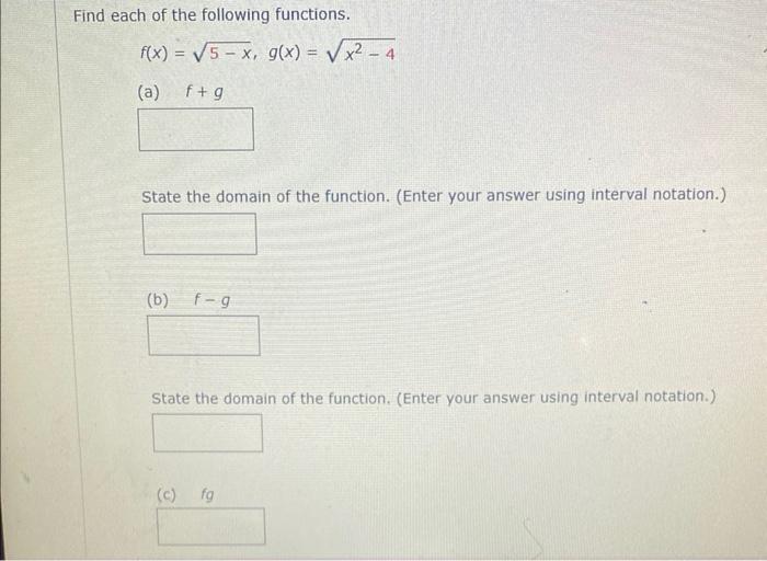 Solved Find each of the following functions. | Chegg.com