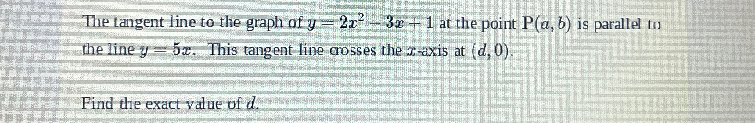 Solved The tangent line to the graph of y=2x2-3x+1 ﻿at the | Chegg.com