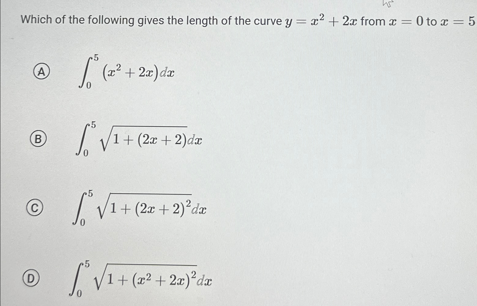 Solved Which of the following gives the length of the curve | Chegg.com