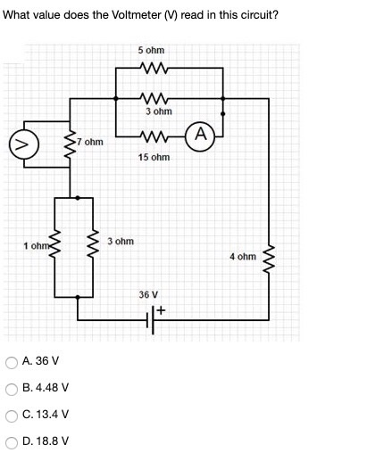 Solved What value does the Voltmeter (V) read in this | Chegg.com