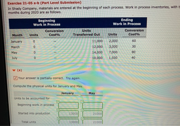 Solved Exercise 21-05 a-b (Part Level Submission) In Shady | Chegg.com