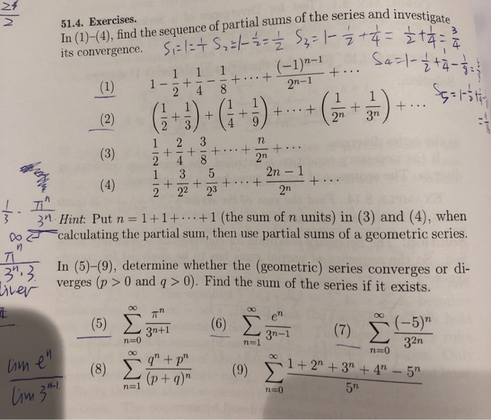 Solved In (1)-(4), find the sequence of partial sums of the | Chegg.com