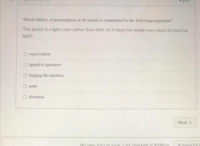 Solved Which fallacy of presumption or diversion is | Chegg.com