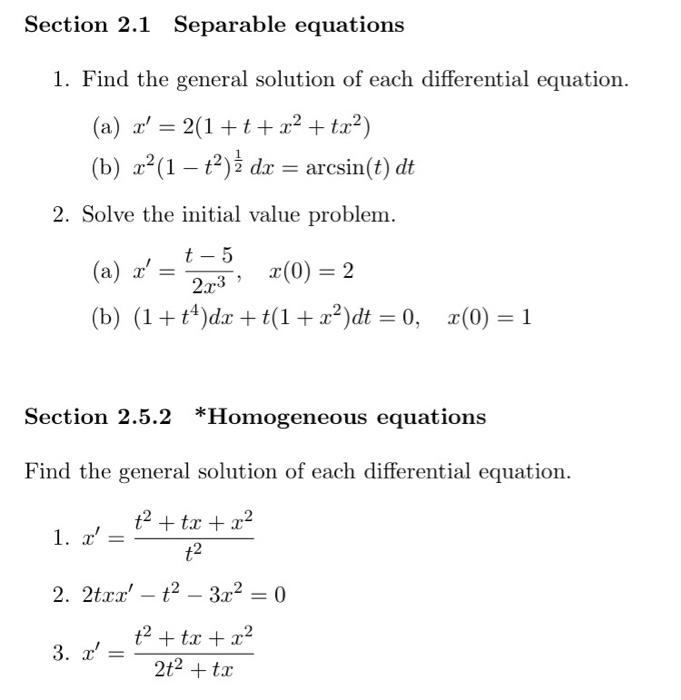 Solved 1. Find the general solution of each differential | Chegg.com