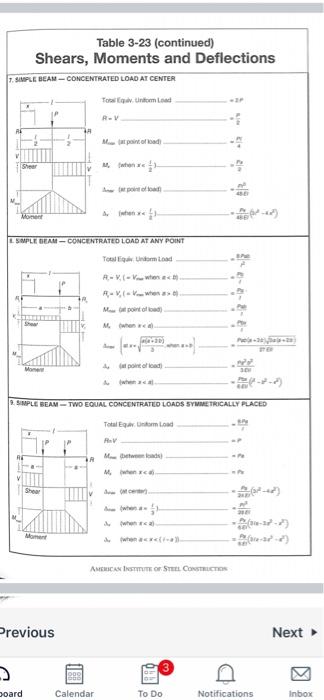 Solved Using AISC tables find v and M at x = 5. pez: A st | Chegg.com