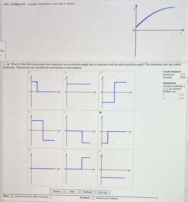 Solved (9\%) Problem 11: A graph of position veraus time is | Chegg.com Solved (9\%) Problem 11: A graph of position veraus time is | Chegg.com