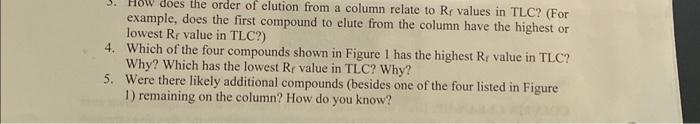 Solved 5. How does the order of elution from a column relate | Chegg.com