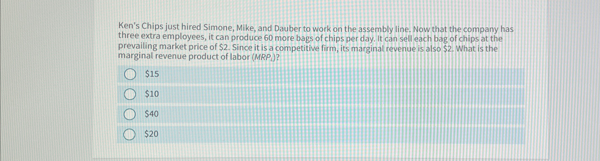 Solved Ken's Chips just hired Simone, Mike, and Dauber to | Chegg.com