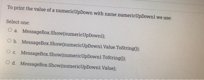 Solved To Print The Value Of A Numericupdown With Name