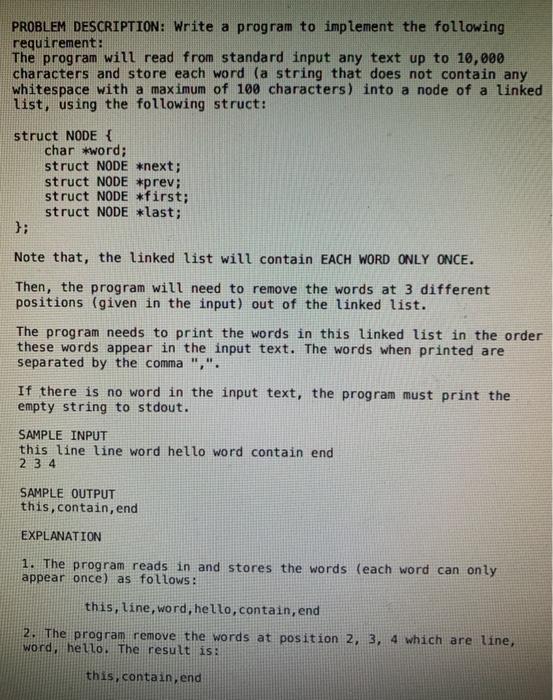 Solved Problem Description Write A Program To Implement The