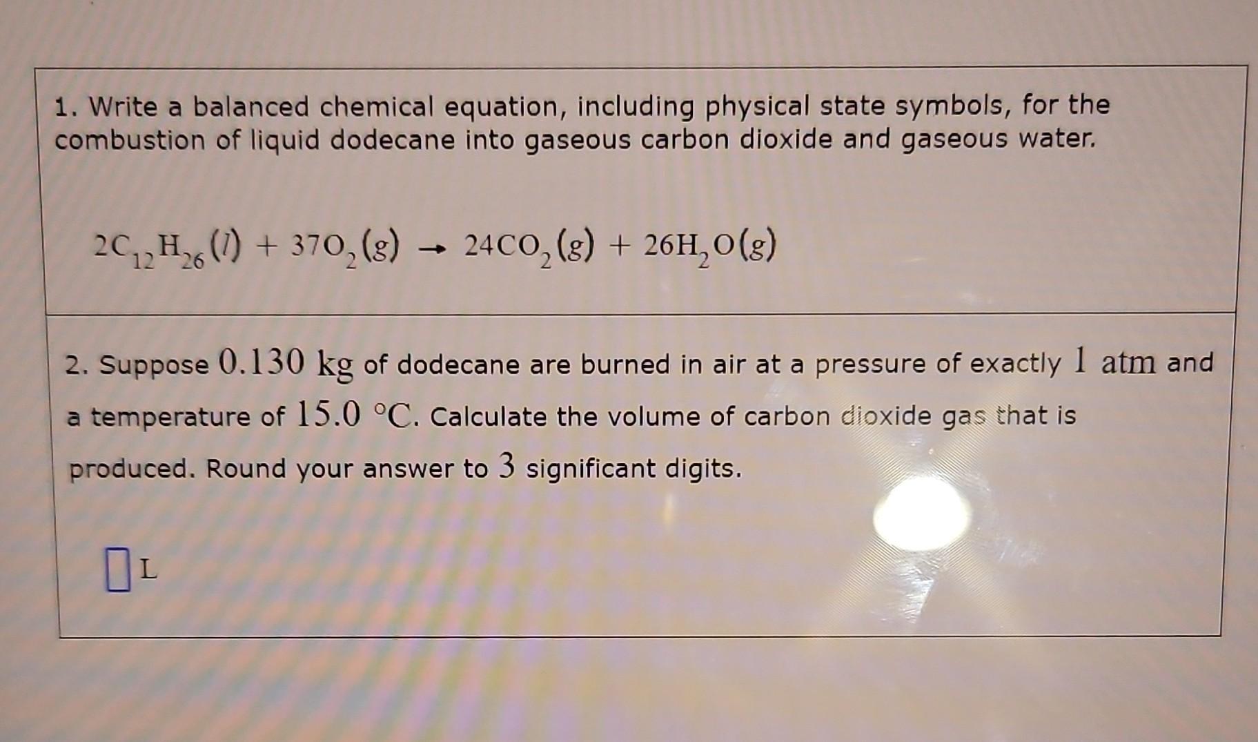 Solved 1 Write A Balanced Chemical Equation Including