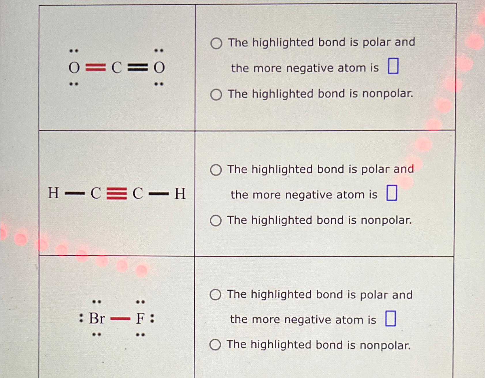 Solved in each of the Molecules, drawn below one chemical | Chegg.com
