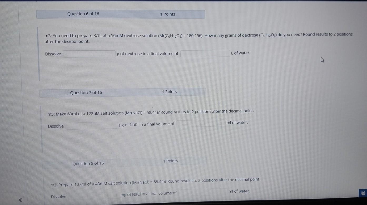 Solved c5: If 217μg of salt (NaCl) are dissolved in 94ml of | Chegg.com