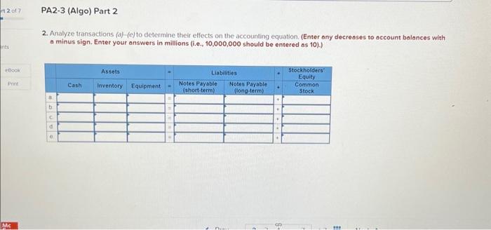 Solved Required information PA2-3 (Algo) Recording | Chegg.com