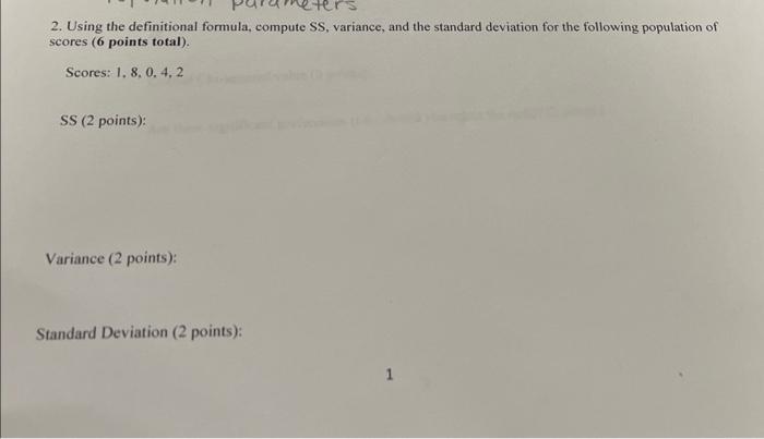 Solved 2 Using The Definitional Formula Compute Ss