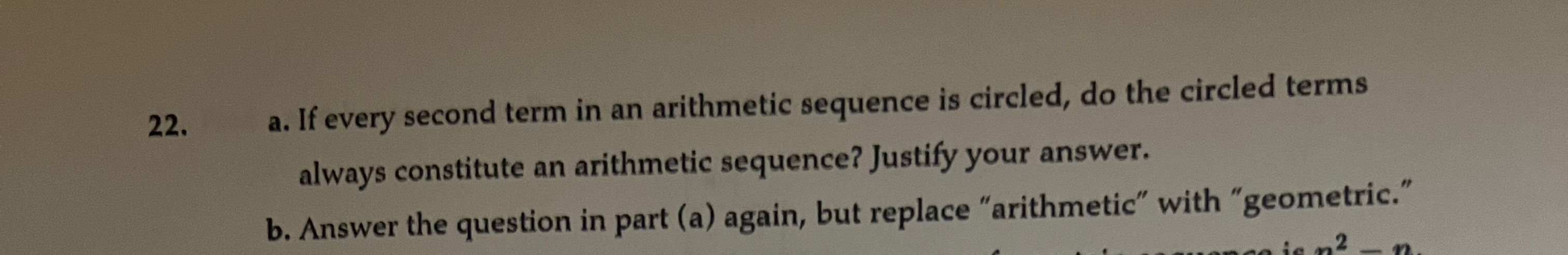 Solved a. ﻿If every second term in an arithmetic sequence is | Chegg.com