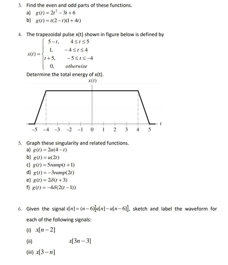 Solved 3. Find the even and odd parts of these functions. a) | Chegg.com
