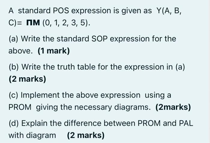 Solved A standard POS expression is given as Y(A, B, C)= NM | Chegg.com