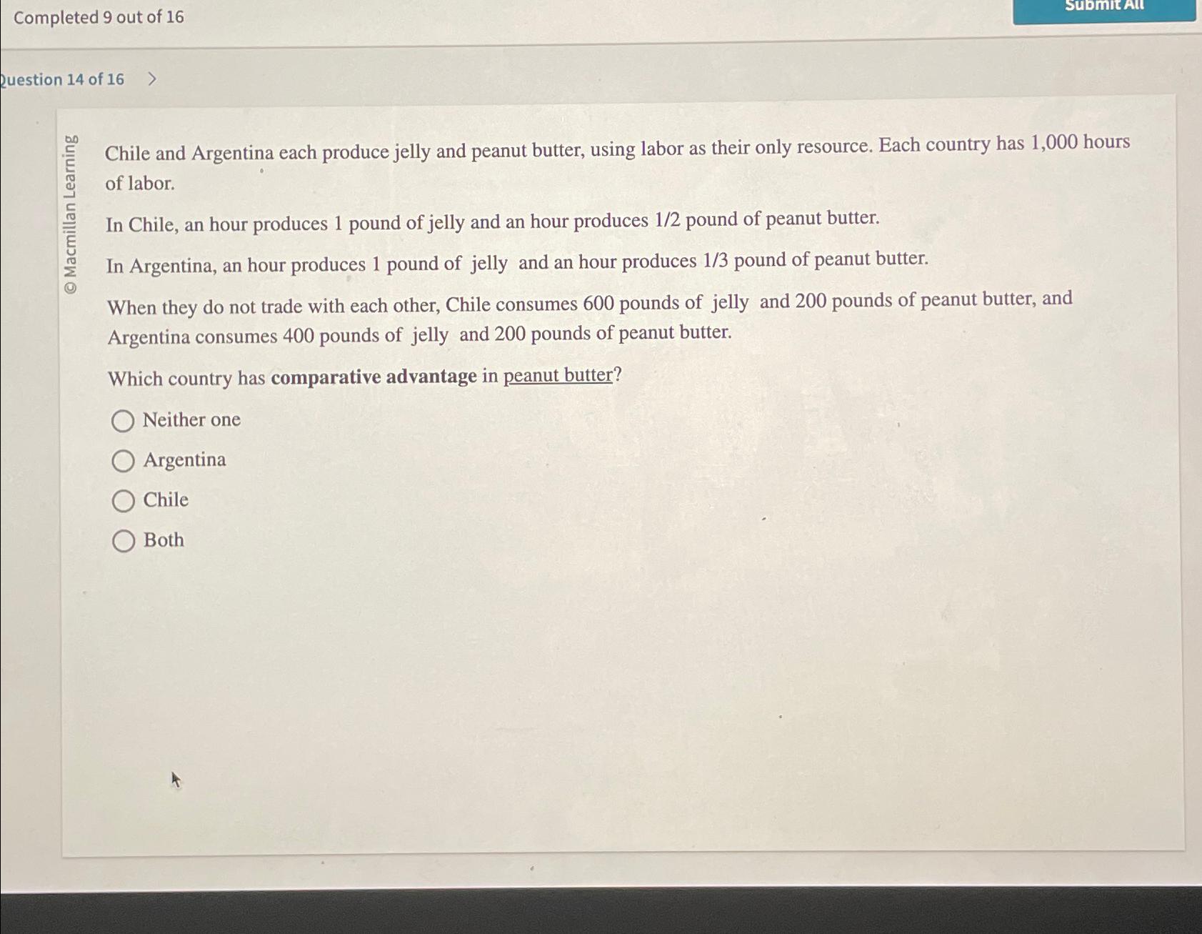 Solved Completed 9 ﻿out of 16Submit AllQuestion 14 ﻿of | Chegg.com