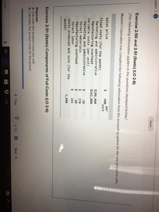 Solved mapter 2 Saved Exercise 2-50 and 2-51 (Static) (LO | Chegg.com