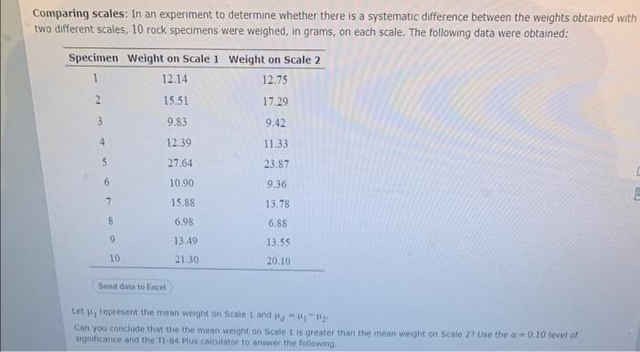 Solved Comparing scales: In an experiment to determine | Chegg.com