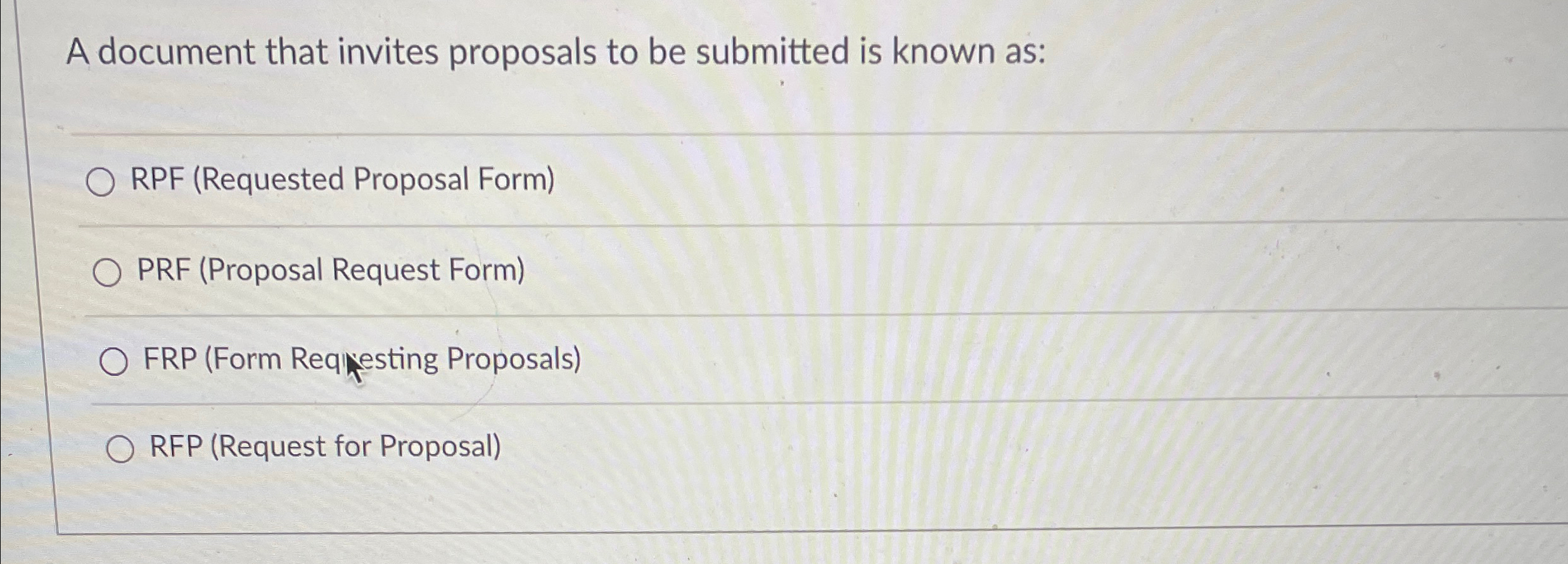 Solved A document that invites proposals to be submitted is | Chegg.com