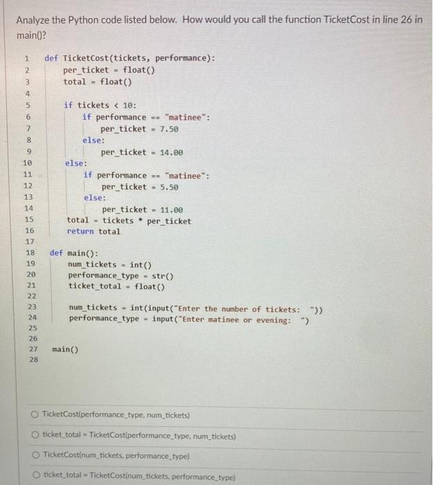 Solved nalyze the Python code listed below. How would you | Chegg.com