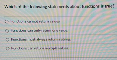 Solved Which of the following statements about functions is | Chegg.com