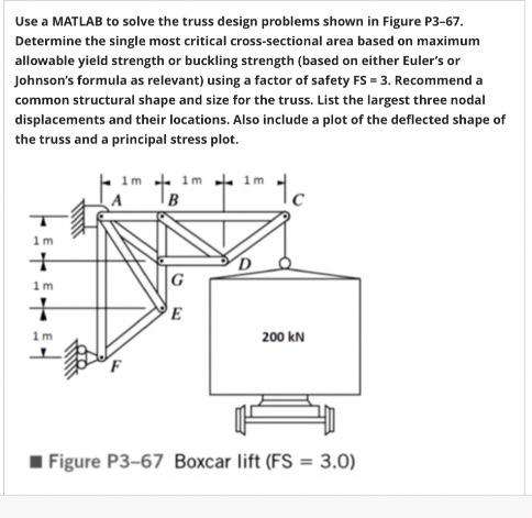 Solved Use a MATLAB to solve the truss design problems shown | Chegg.com