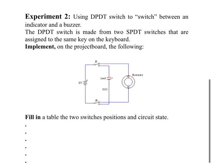 Solved Experiment 1: Using s SPDT switch to "switch" between | Chegg.com