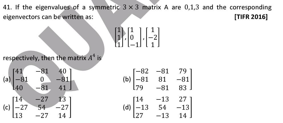Solved 41. If the eigenvalues of a symmetric 3×3 matrix A | Chegg.com