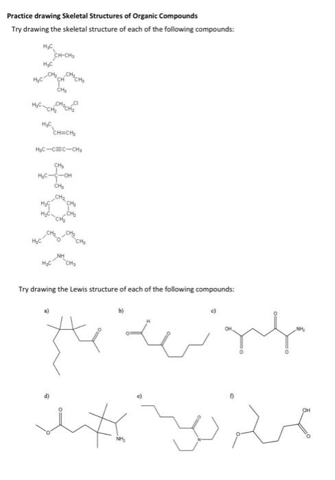 Solved Practice drawing Skeletal Structures of Organic | Chegg.com