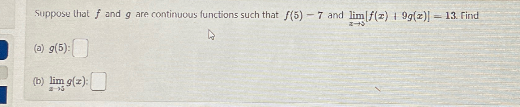 Solved Suppose that f ﻿and g ﻿are continuous functions such | Chegg.com