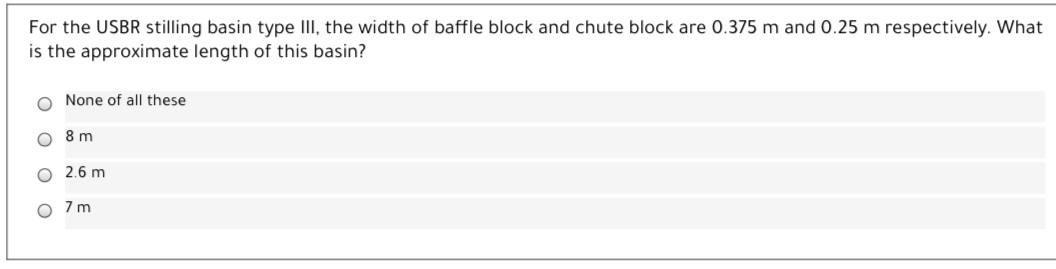 Solved For the USBR stilling basin type III, the width of | Chegg.com
