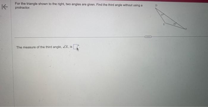 Solved For the triangle shown to the right, two angles are | Chegg.com