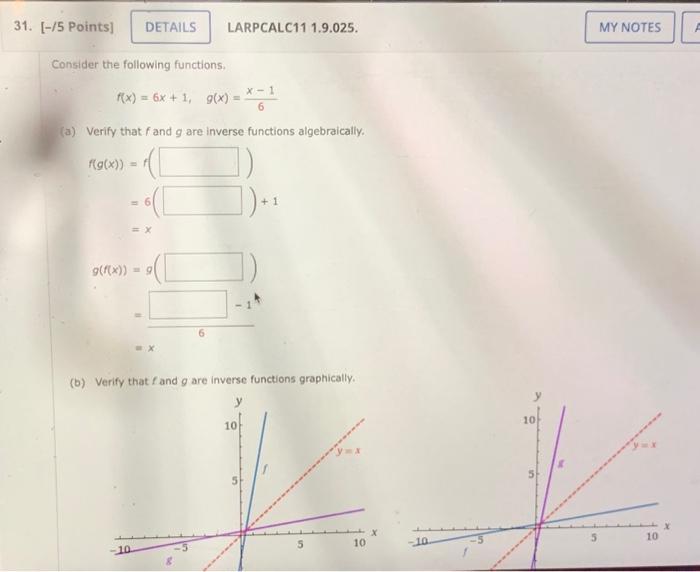 Solved Consider the following functions. f(x)=6x+1,g(x)=6x−1 | Chegg.com