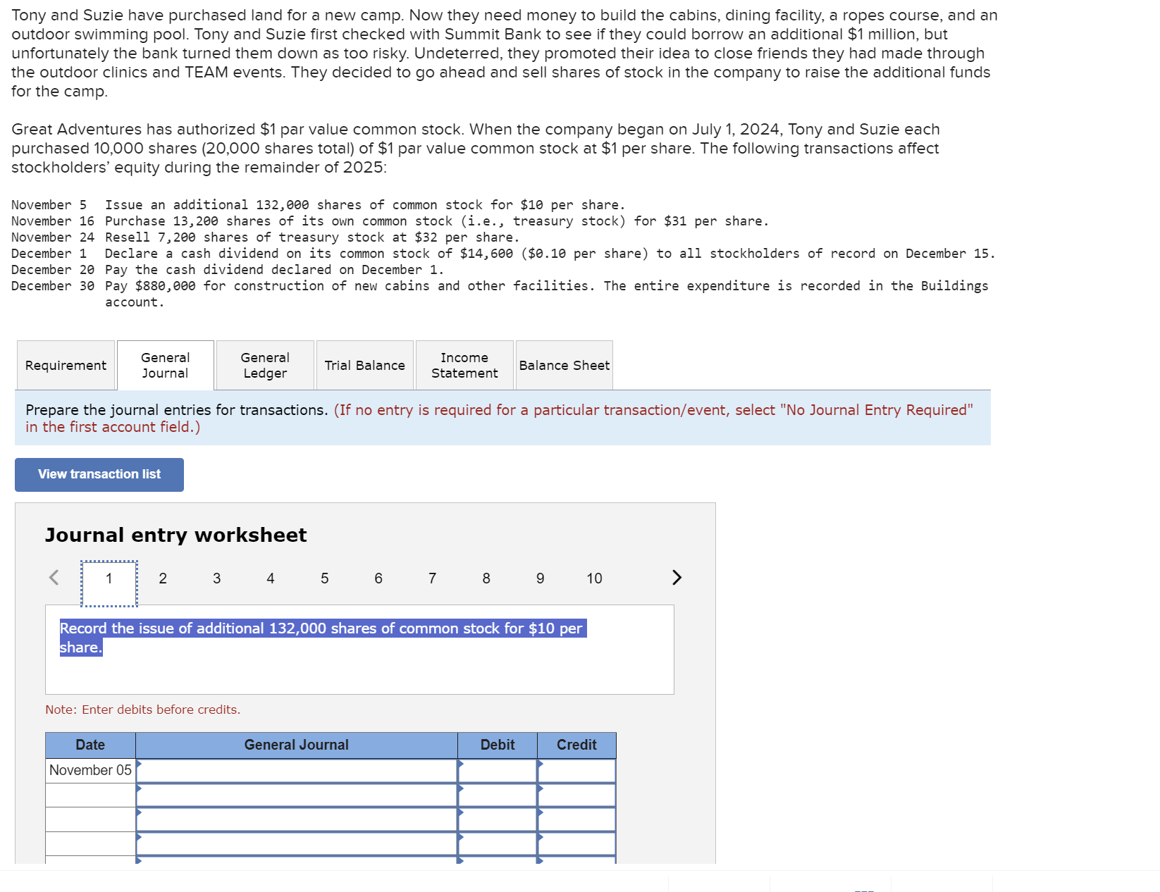 Solved Tony and Suzie have purchased land for a new camp. | Chegg.com