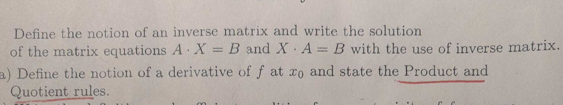 Solved Define the notion of an inverse matrix and write the | Chegg.com Solved Define the notion of an inverse matrix and write the | Chegg.com