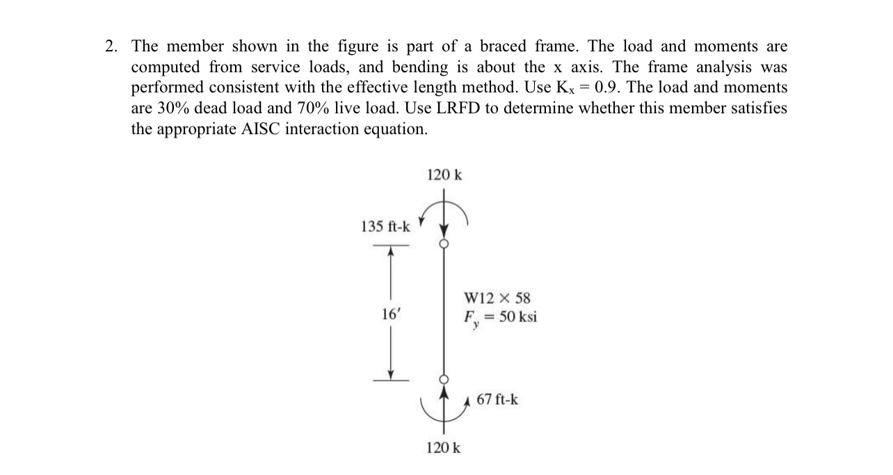 Solved The member shown in the figure is part of a braced | Chegg.com